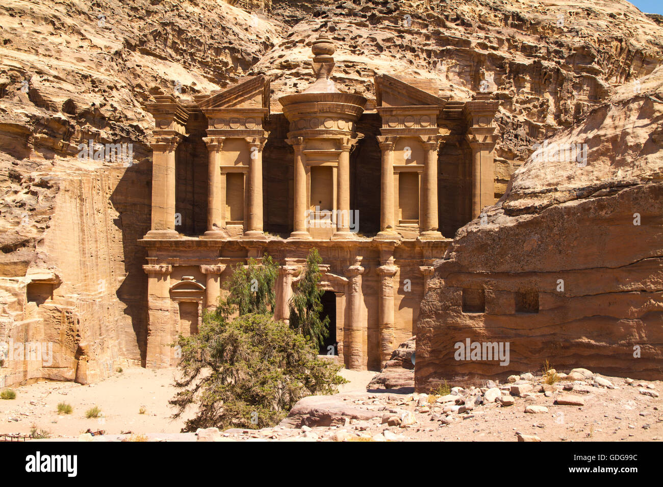 View on El Deir Monastery in Petra, Jordan Stock Photo - Alamy