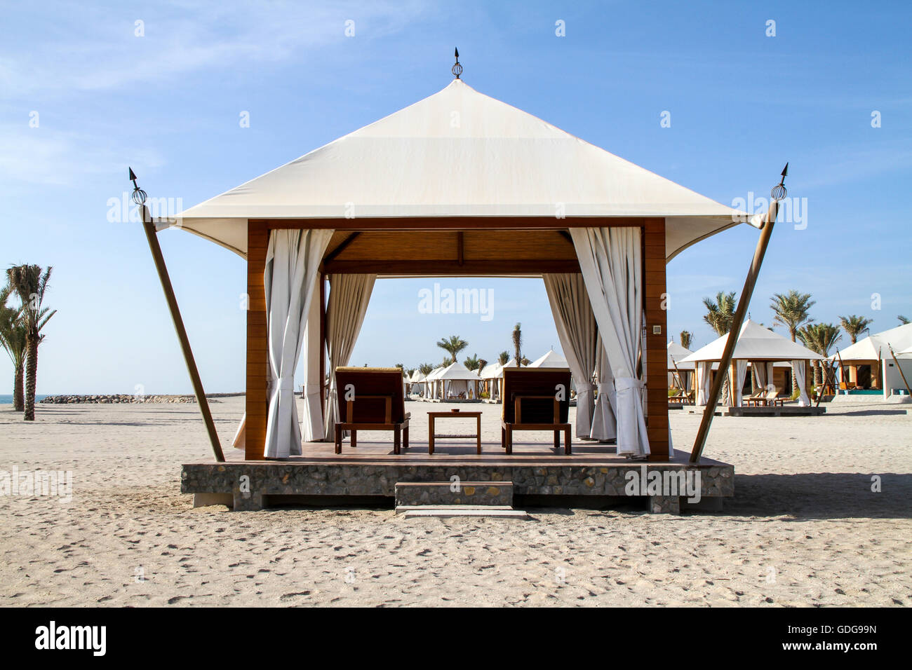 Spa tent on the Beach in Ras Al Khaimah / Banyan Tree Hotel Stock Photo ...
