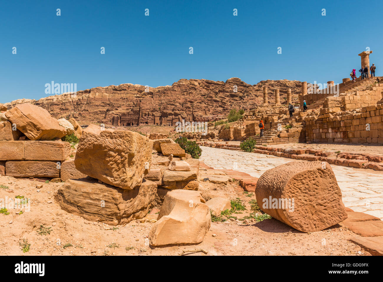 Archeological sites in Petra, Jordan, near Colonade Street and the Lion ...