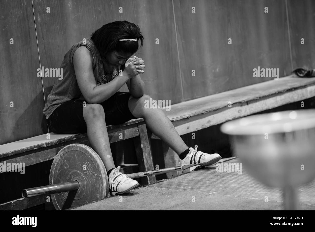 A group of Emirati Female weightlifters train at the spartan training ...