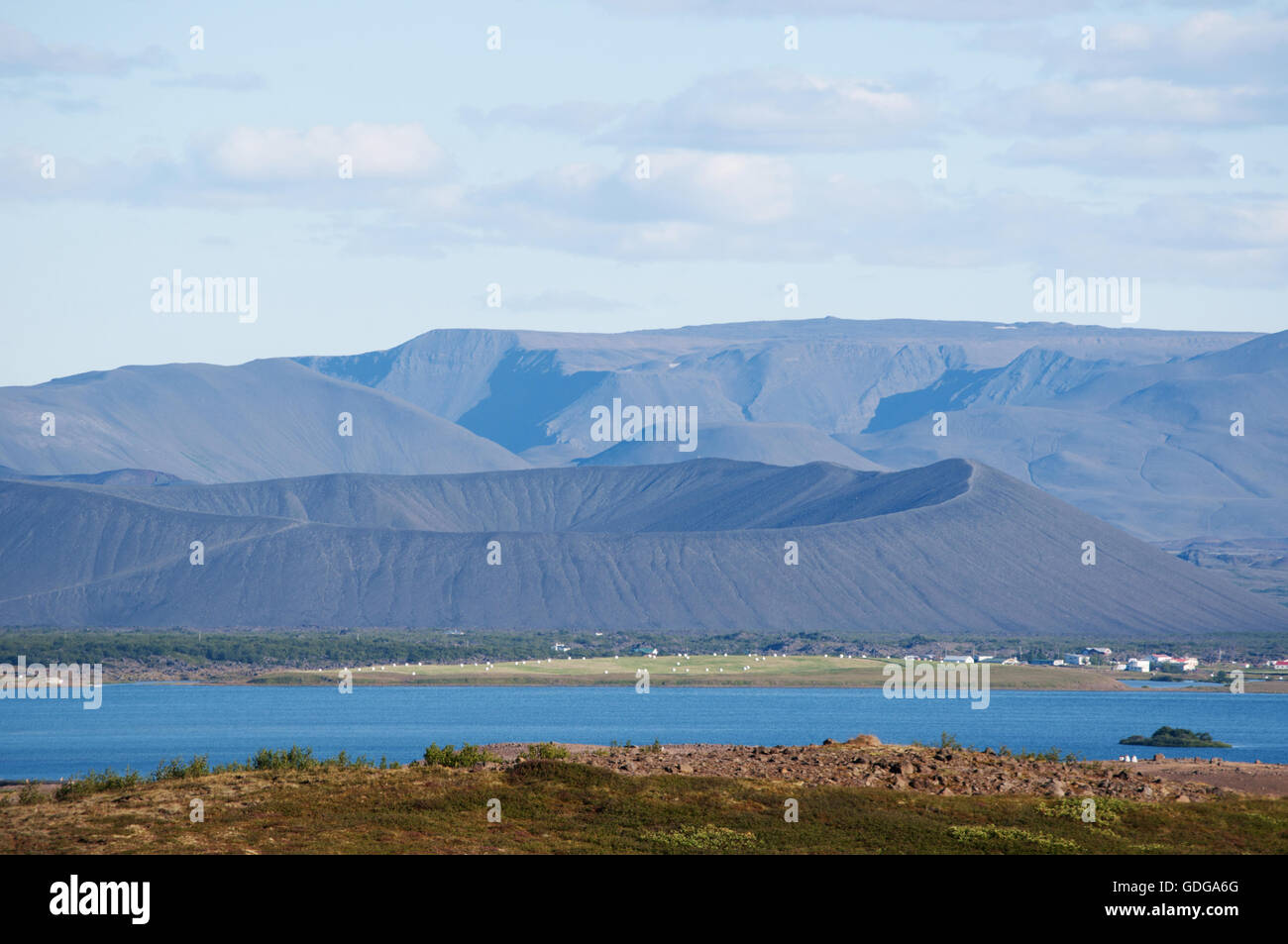 Iceland: view of the volcano Hverfjall, a tephra cone or tuff ring ...