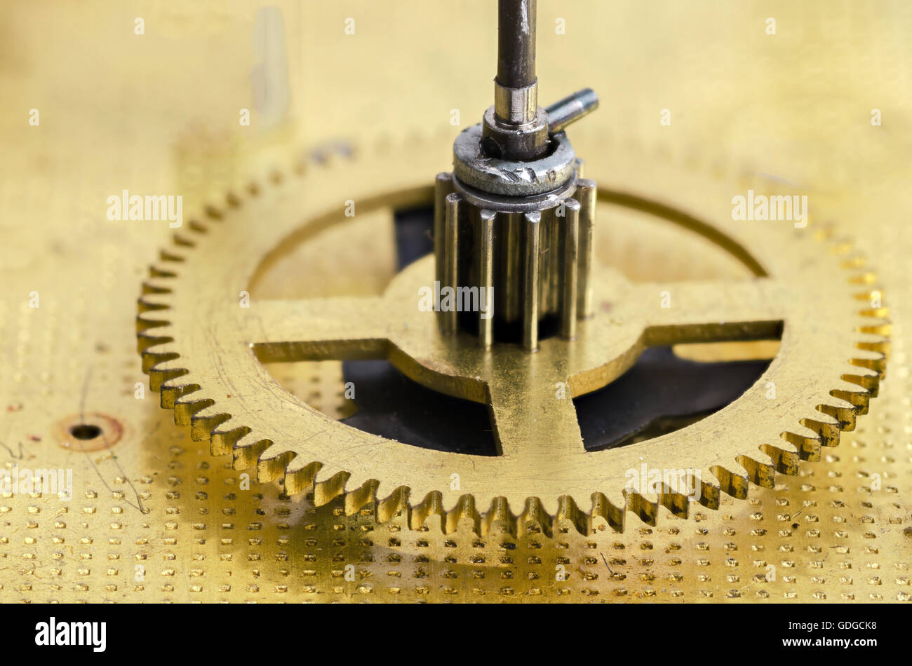 Gear of the clock mechanism close up Stock Photo - Alamy