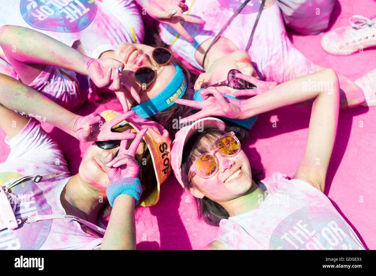 Chengdu, Sichuan province, China - July 2, 2016: Runners having fun at ...