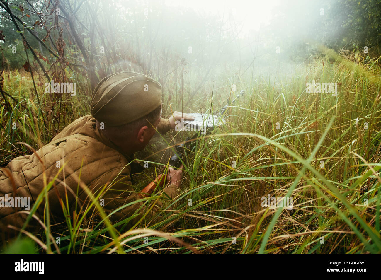 Teryuha, Belarus - October 4, 2015: Unidentified re-enactor dressed as ...