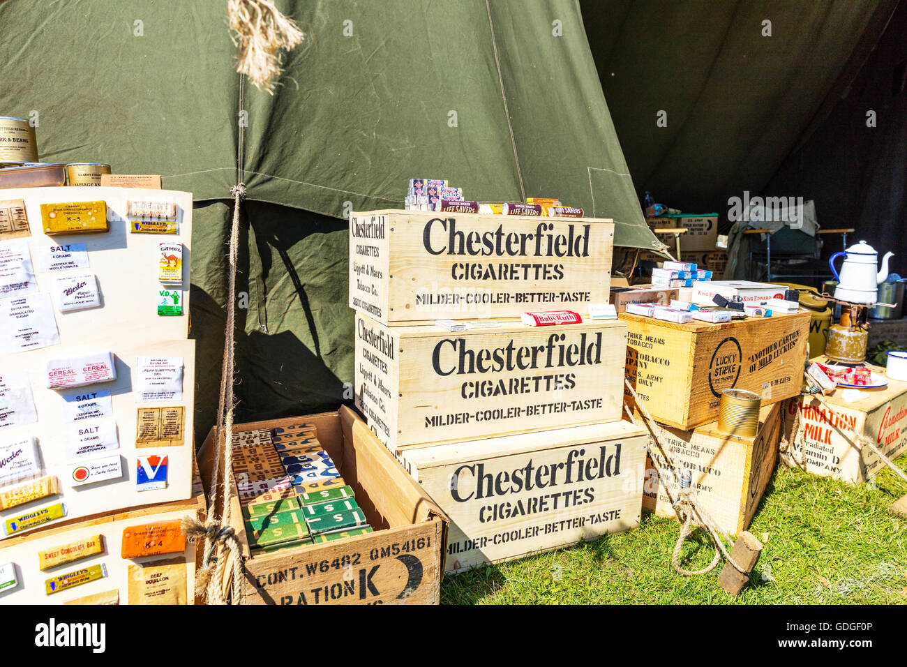Chesterfield cigarettes war time provisions rations camping out boxes ...