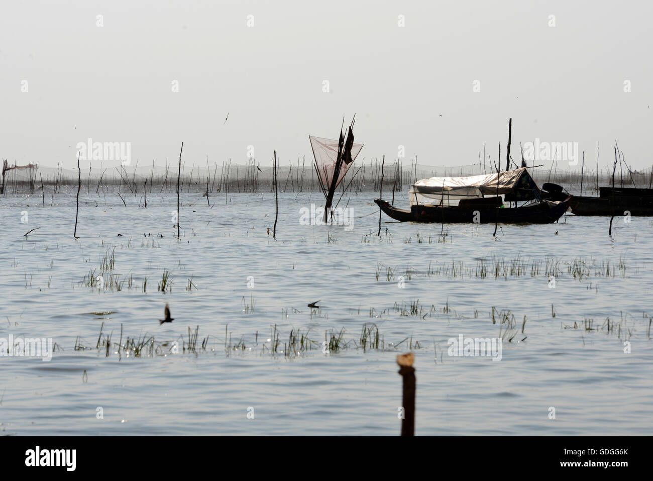 A Boat on the Lake Village Kompong Pluk at the Lake Tonle Sap near the ...