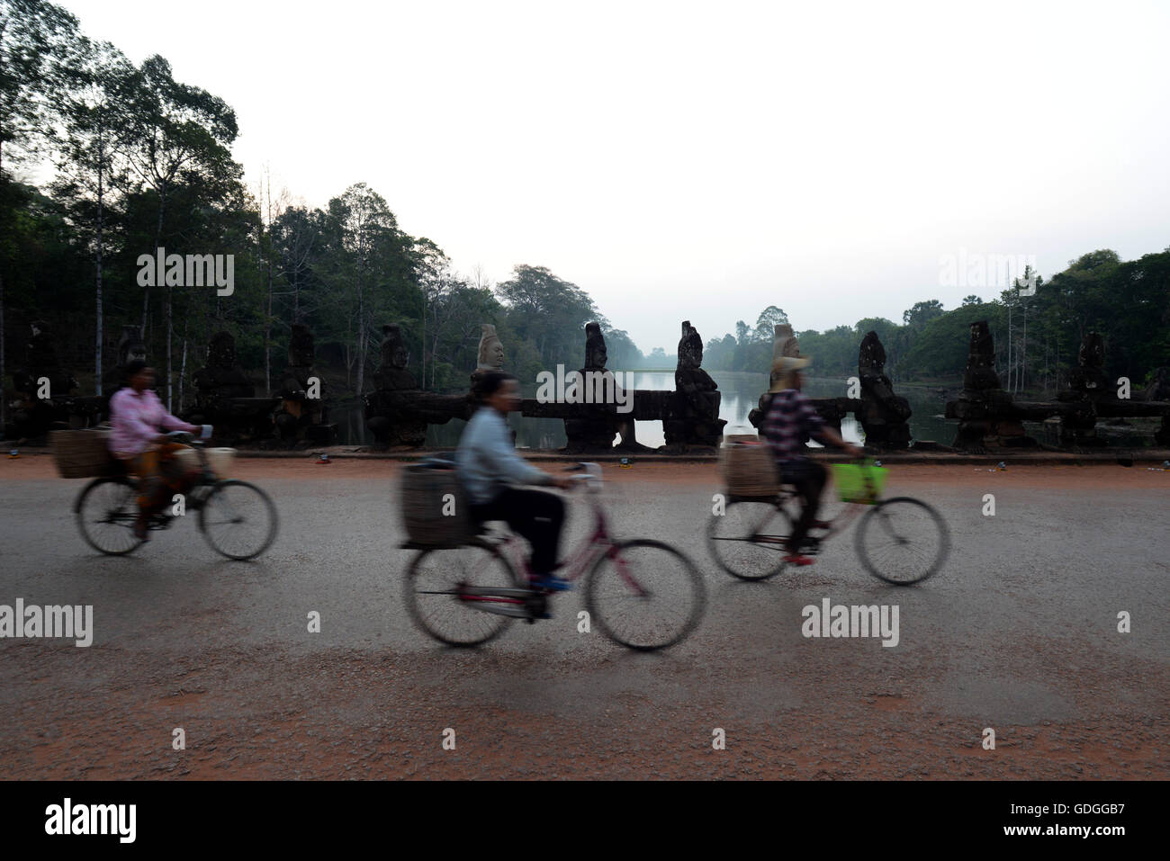 The Bridge at the Angkor Tom Gate in the Temple City of Angkor near the ...