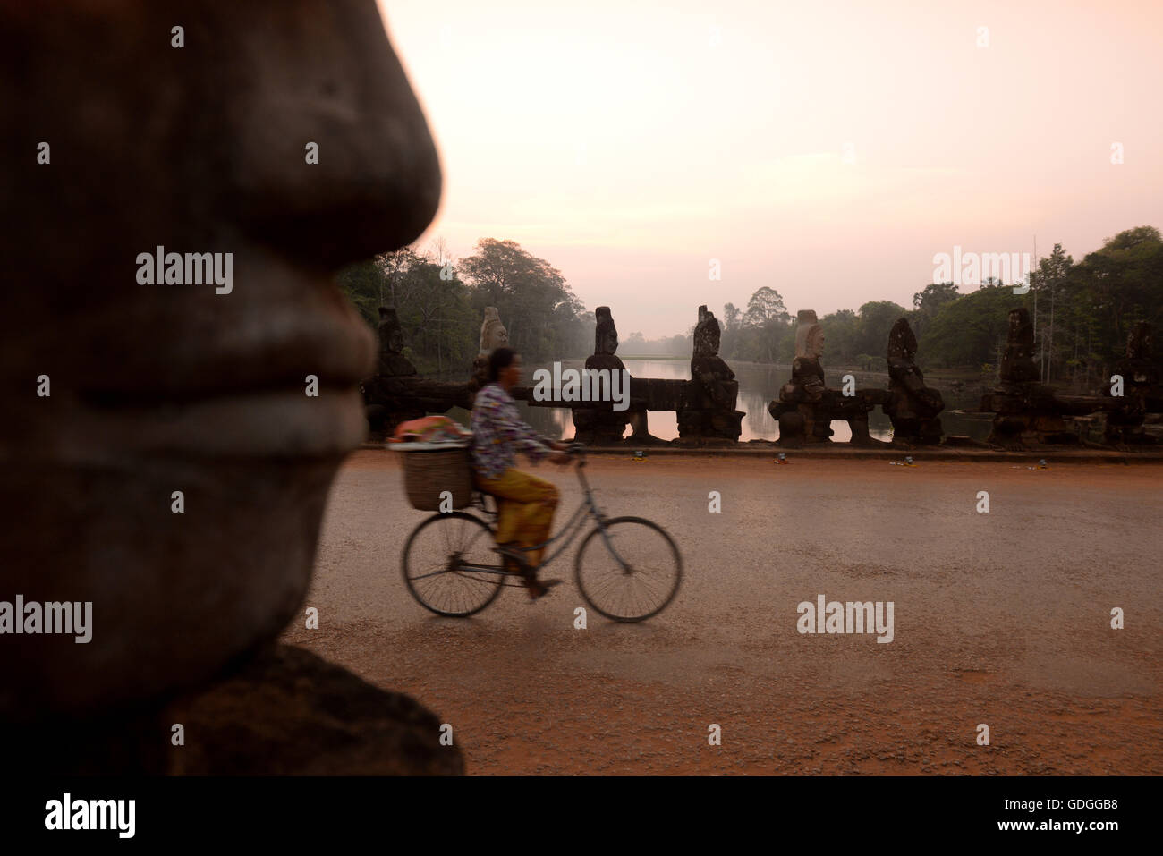 The Bridge at the Angkor Tom Gate in the Temple City of Angkor near the ...