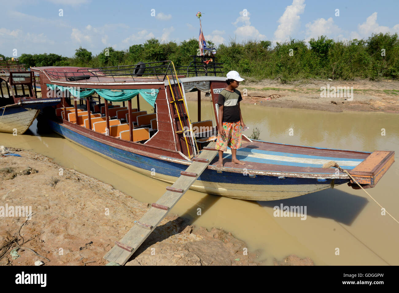 The river the Lake Village Kompong Pluk at the Lake Tonle Sap near the ...