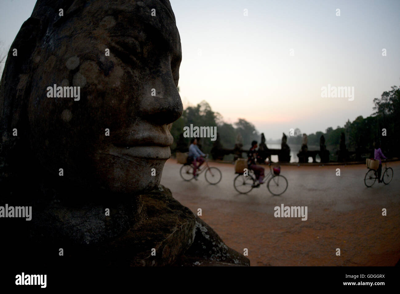 The Bridge at the Angkor Tom Gate in the Temple City of Angkor near the ...