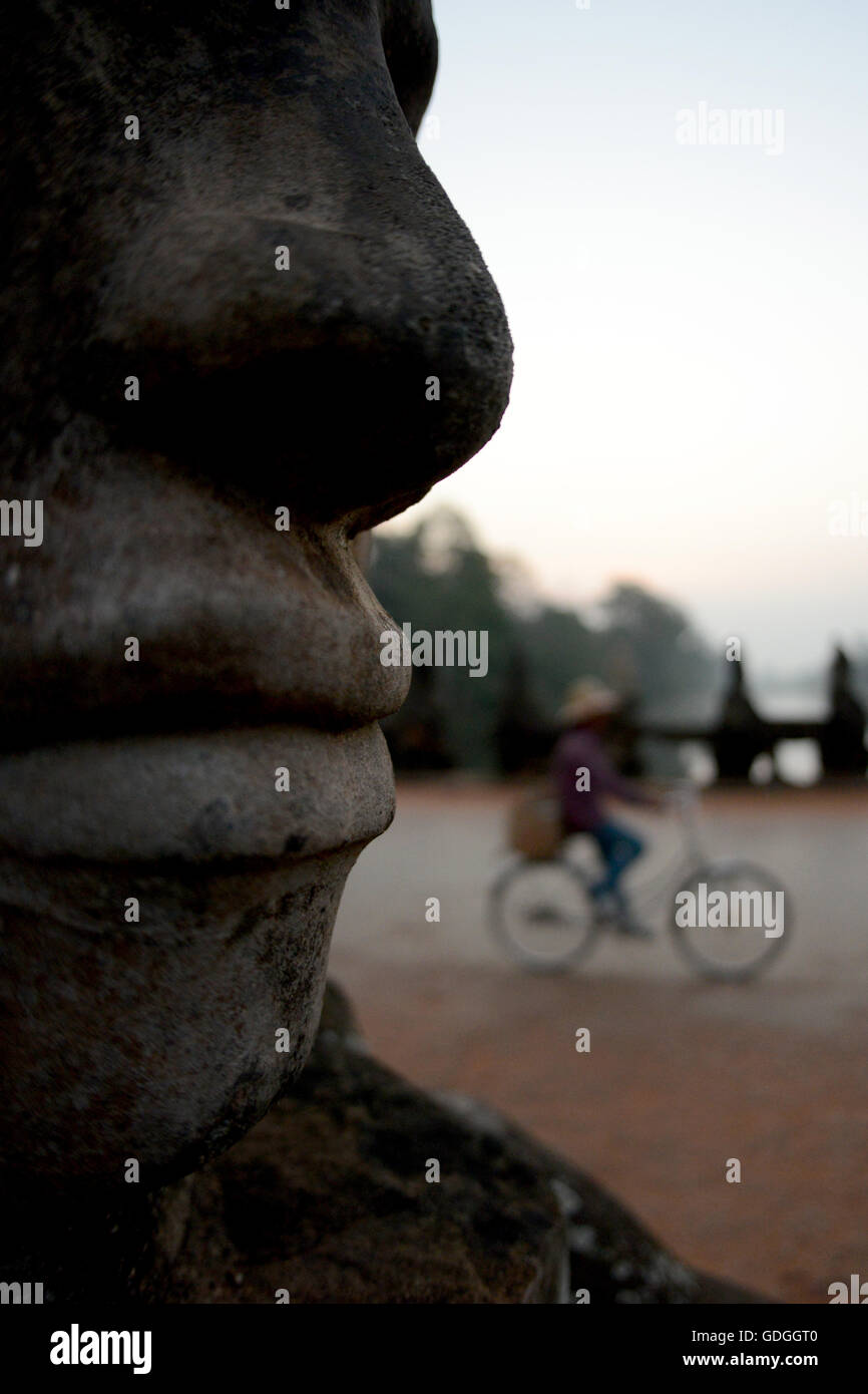 The Bridge at the Angkor Tom Gate in the Temple City of Angkor near the ...