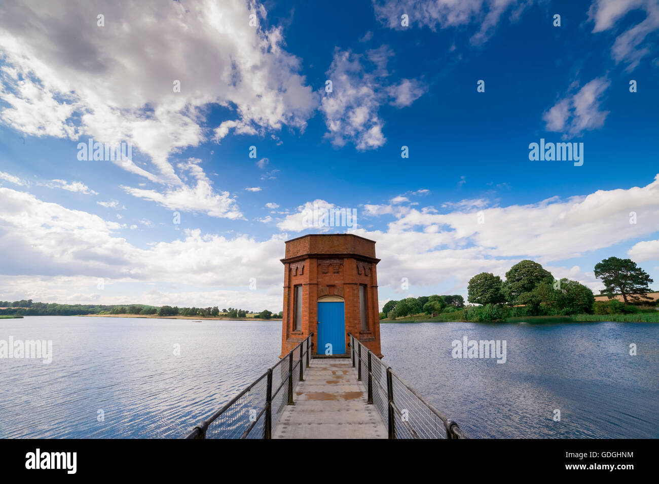 Edwardian Valve Tower on the dam at Sywell Reservoir and County Park ...