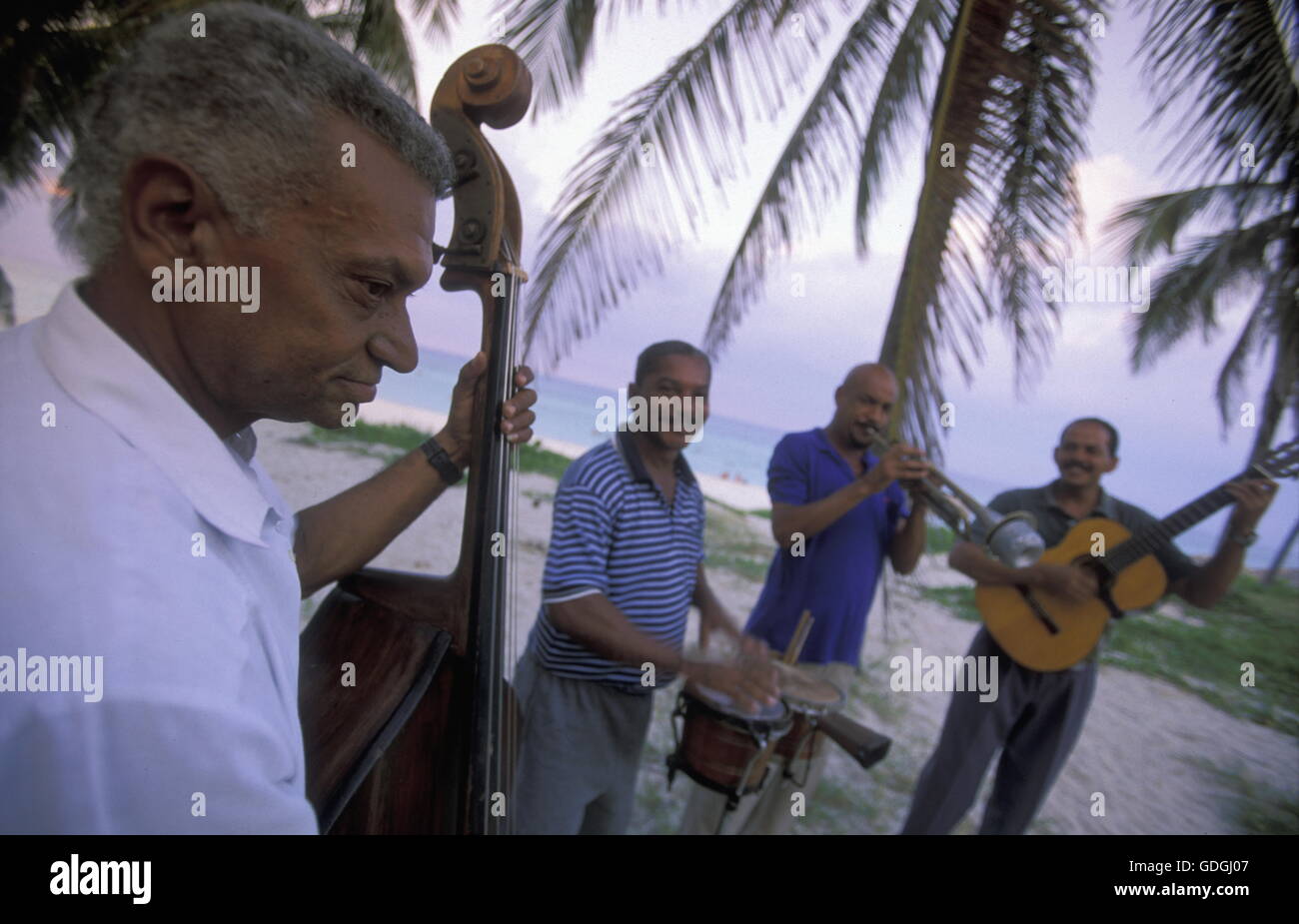 a salsa Music Band on the coast of Varadero on Cuba in the caribbean ...