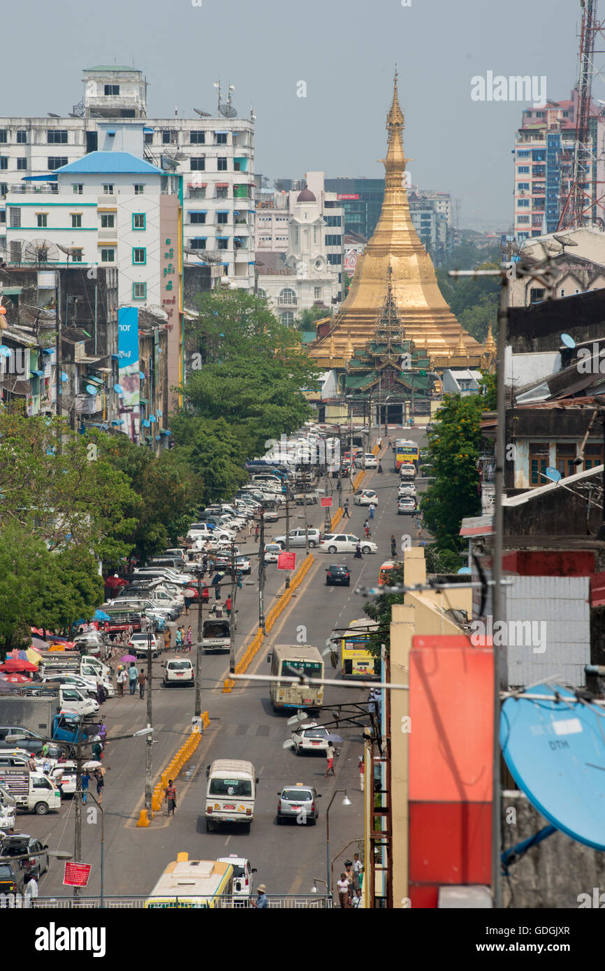 The Sule Paya Pagoda in the City of Yangon in Myanmar in Southeastasia ...