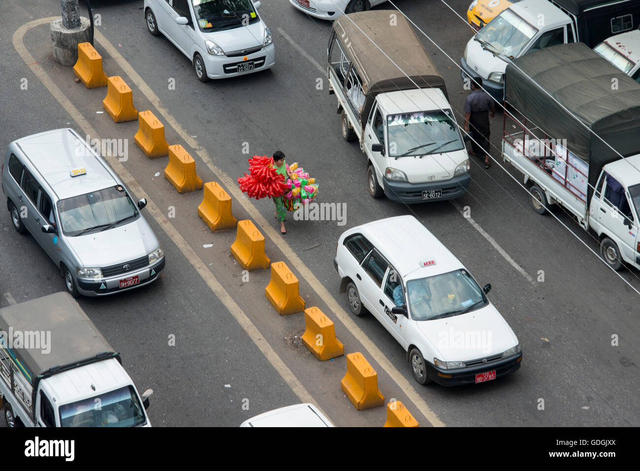 a road in the china town in the City of Yangon in Myanmar in ...