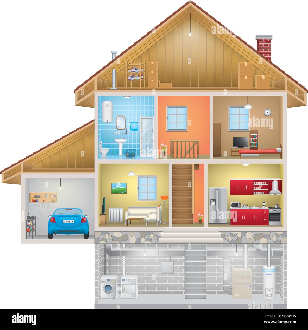 Modern white interior private Stock Vector Images - Alamy