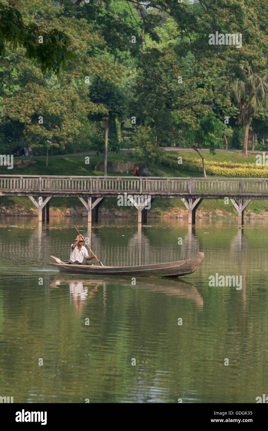the Kandawgyi lake in the City of Yangon in Myanmar in Southeastasia ...