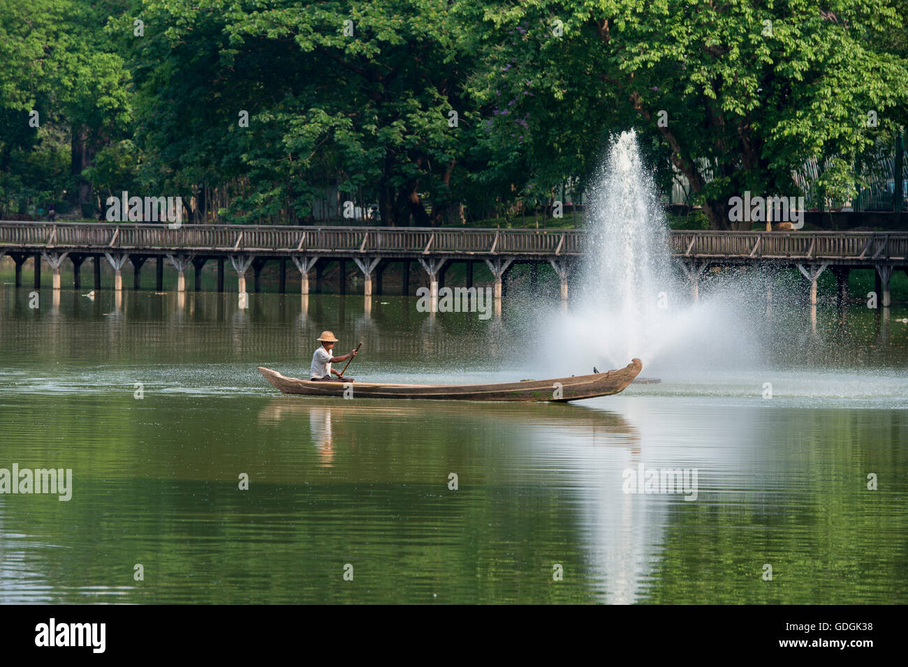 the Kandawgyi lake in the City of Yangon in Myanmar in Southeastasia ...