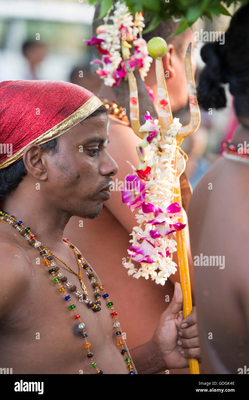 a indian style Fire Walk festival in the City of Yangon in Myanmar in ...