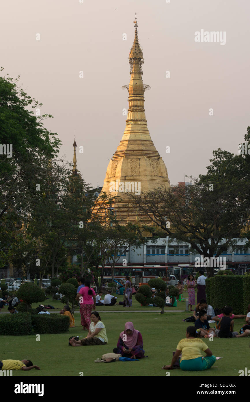 The Sule Paya Pagoda in the City of Yangon in Myanmar in Southeastasia ...