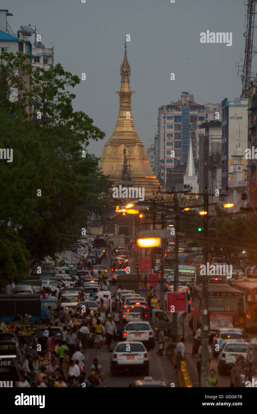 The Sule Paya Pagoda in the City of Yangon in Myanmar in Southeastasia ...