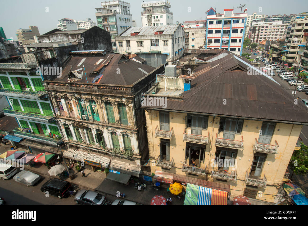 a road in the china town in the City of Yangon in Myanmar in ...