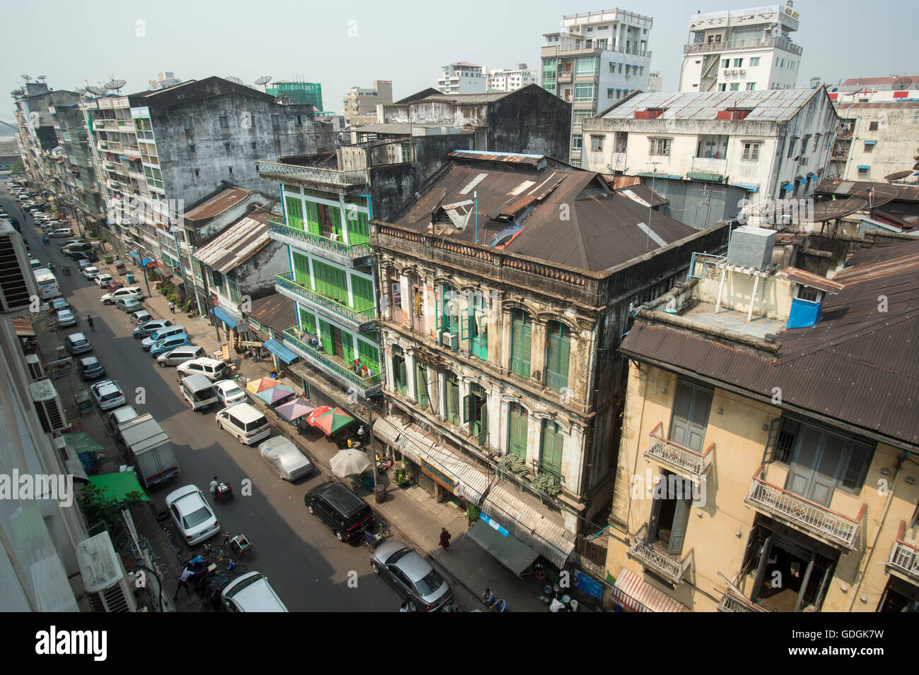 a road in the china town in the City of Yangon in Myanmar in ...