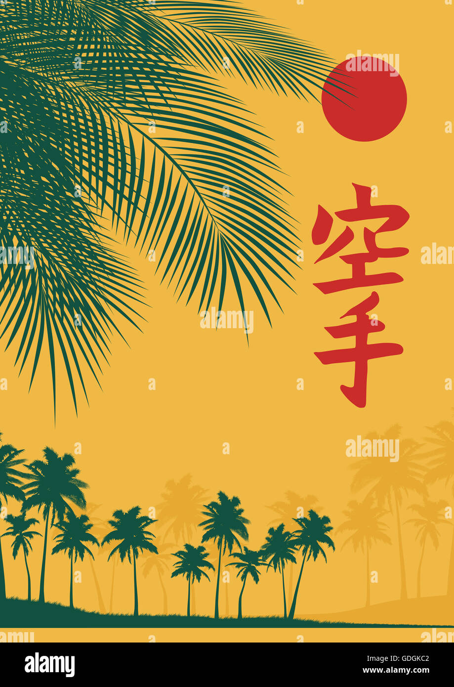 Karate hieroglyph against the sea and palm trees Stock Photo - Alamy