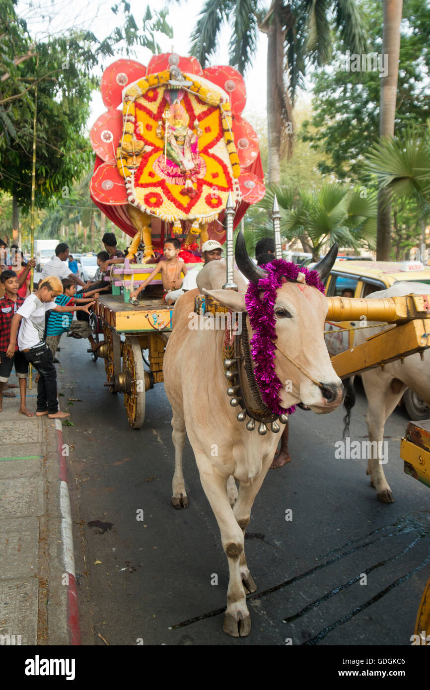 a indian style Fire Walk festival in the City of Yangon in Myanmar in ...