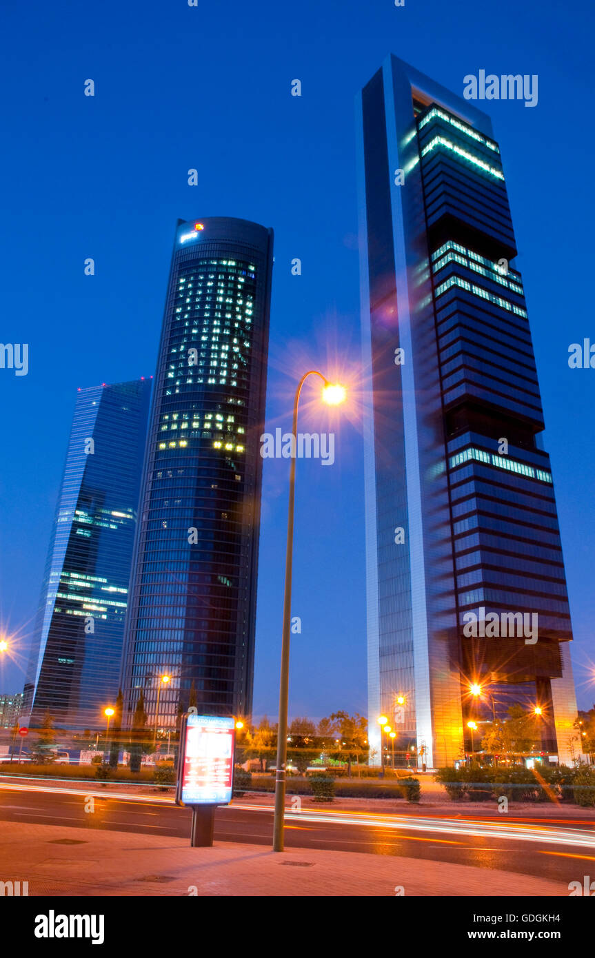 Four Towers, night view. Madrid, Spain Stock Photo - Alamy