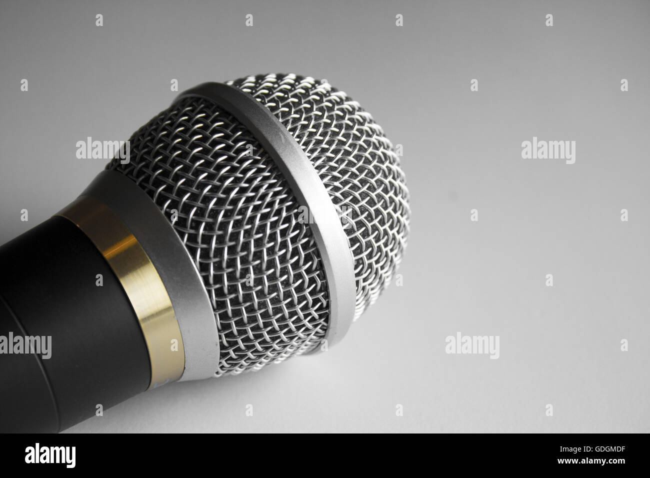 Silver microphone isolated Stock Photo - Alamy
