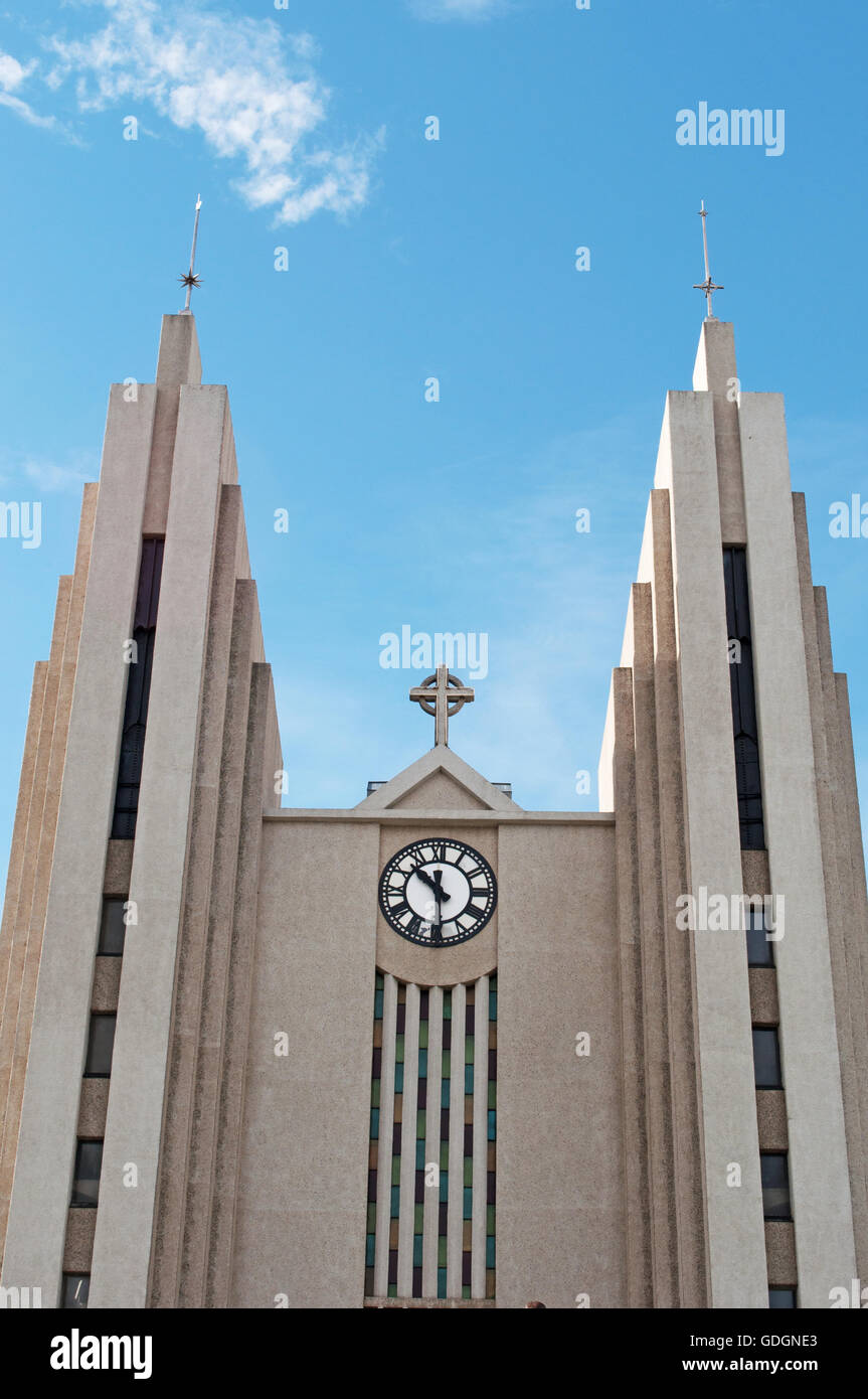 Iceland: view of Akureyrarkirkja, the church of Akureyri built in 1940 ...