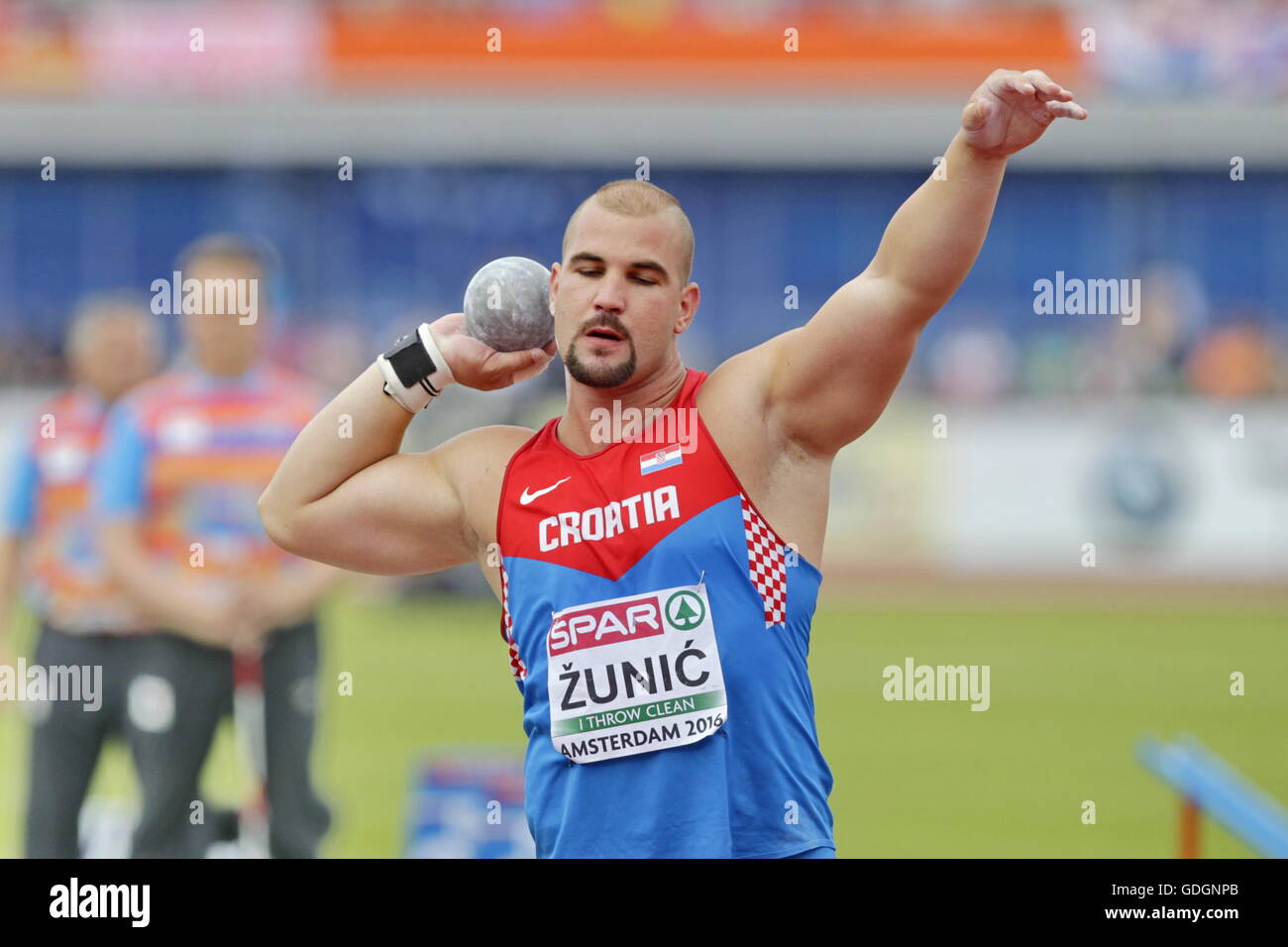 Amsterdam, Netherlands July 10, 2016 Stipe Zunic 9th the shot put to ...