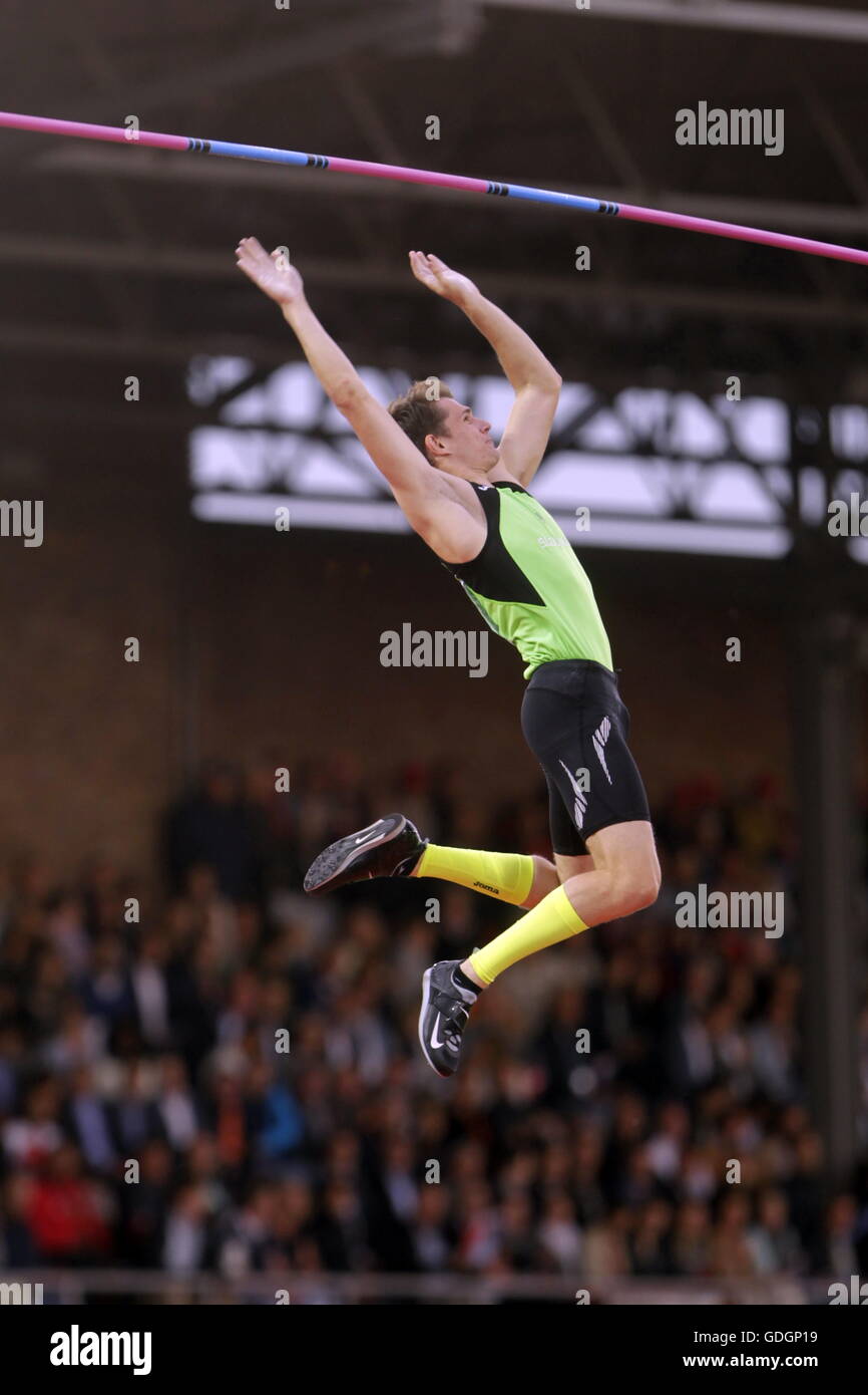 Amsterdam, Holland, July 8, 2016 Robert Renner 3rd of the pole vault of ...