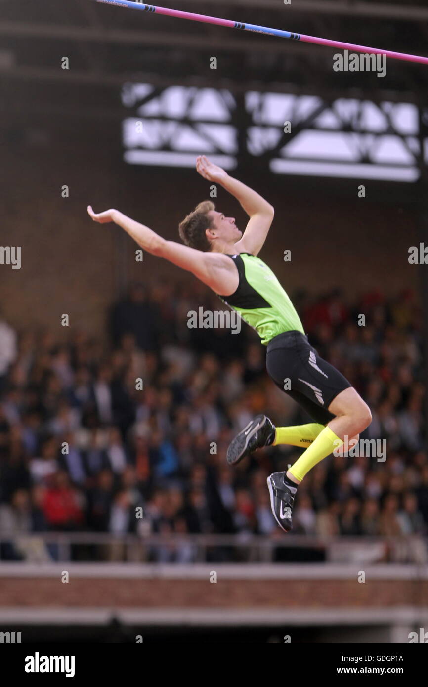 Amsterdam, Holland, July 8, 2016 Robert Renner 3rd of the pole vault of ...