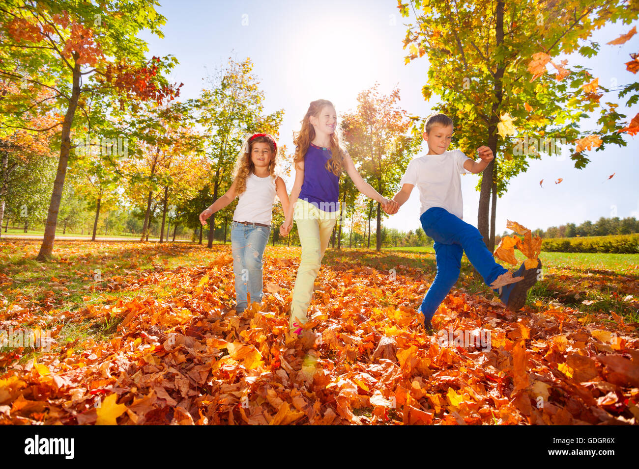 Play with the leaves hi-res stock photography and images - Alamy