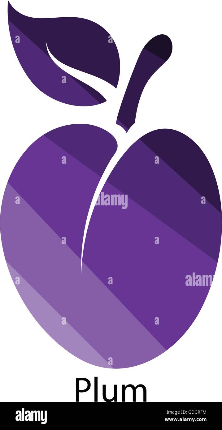 Plum icon. Flat color design. Vector illustration Stock Vector Image ...