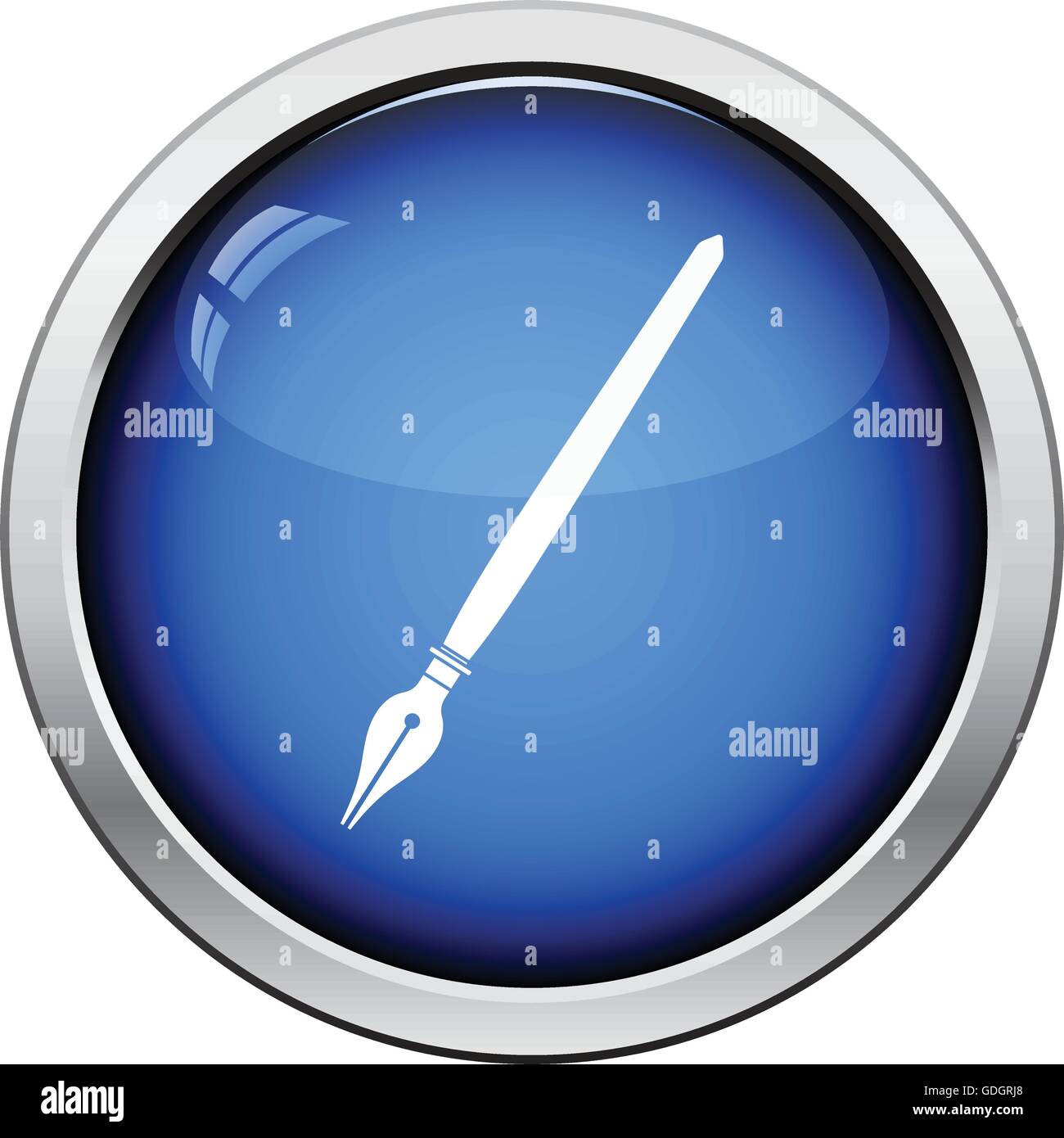 Fountain pen icon. Glossy button design. Vector illustration Stock ...