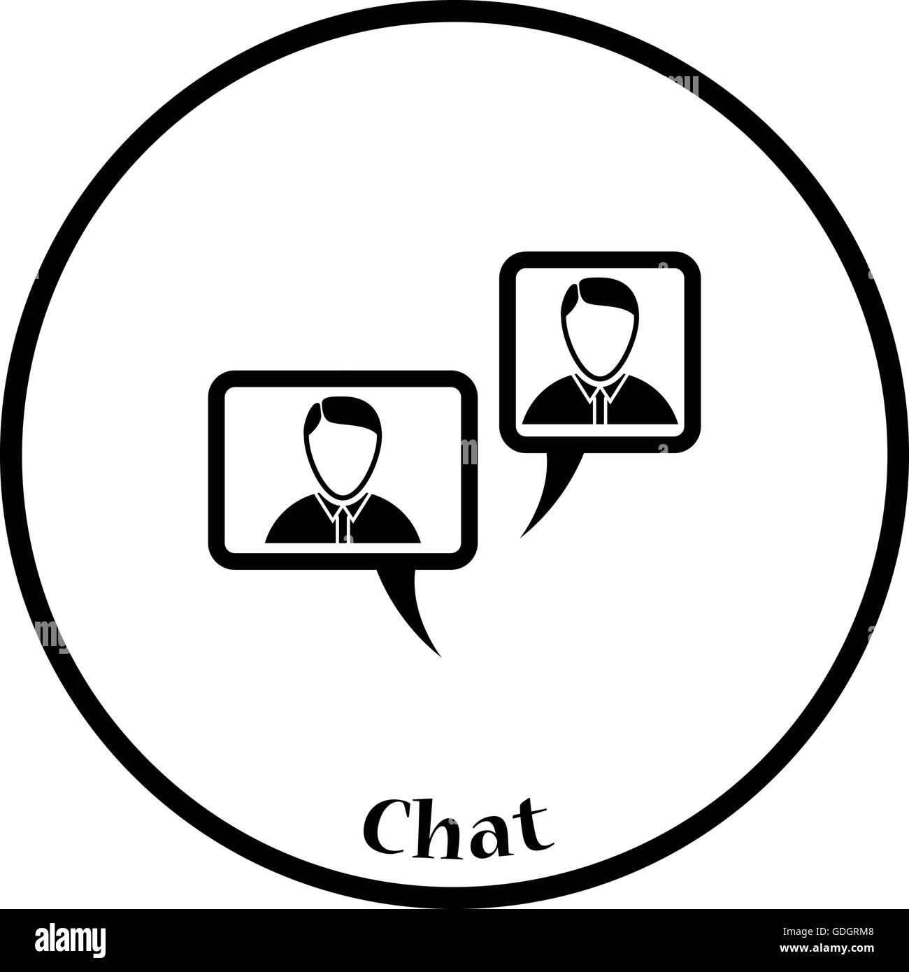 Chat icon. Thin circle design. Vector illustration Stock Vector Image ...