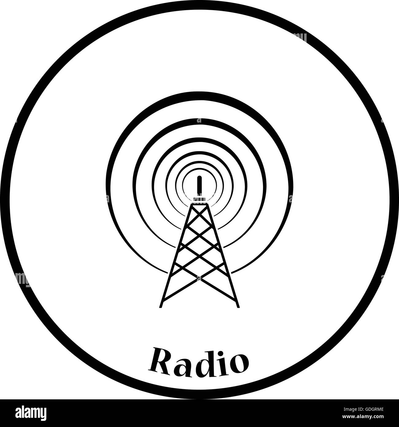 Radio antenna icon. Thin circle design. Vector illustration Stock ...