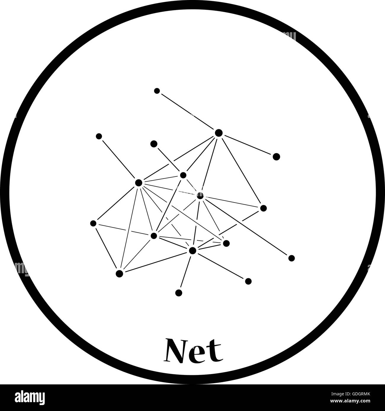 Connection net icon. Thin circle design. Vector illustration Stock ...