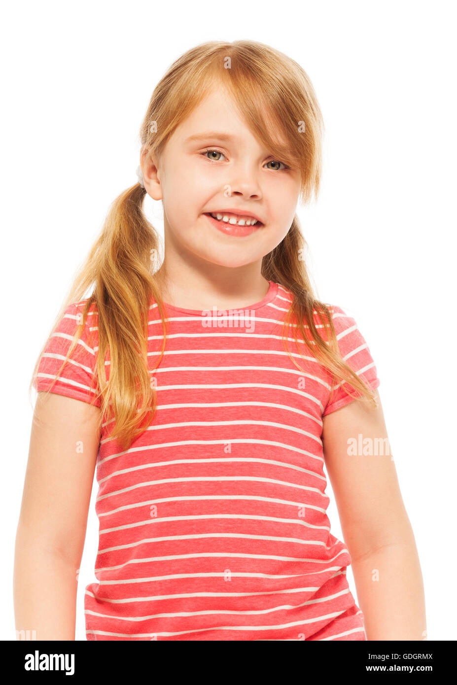 Happy beautiful blond girl with pig-tails Stock Photo - Alamy