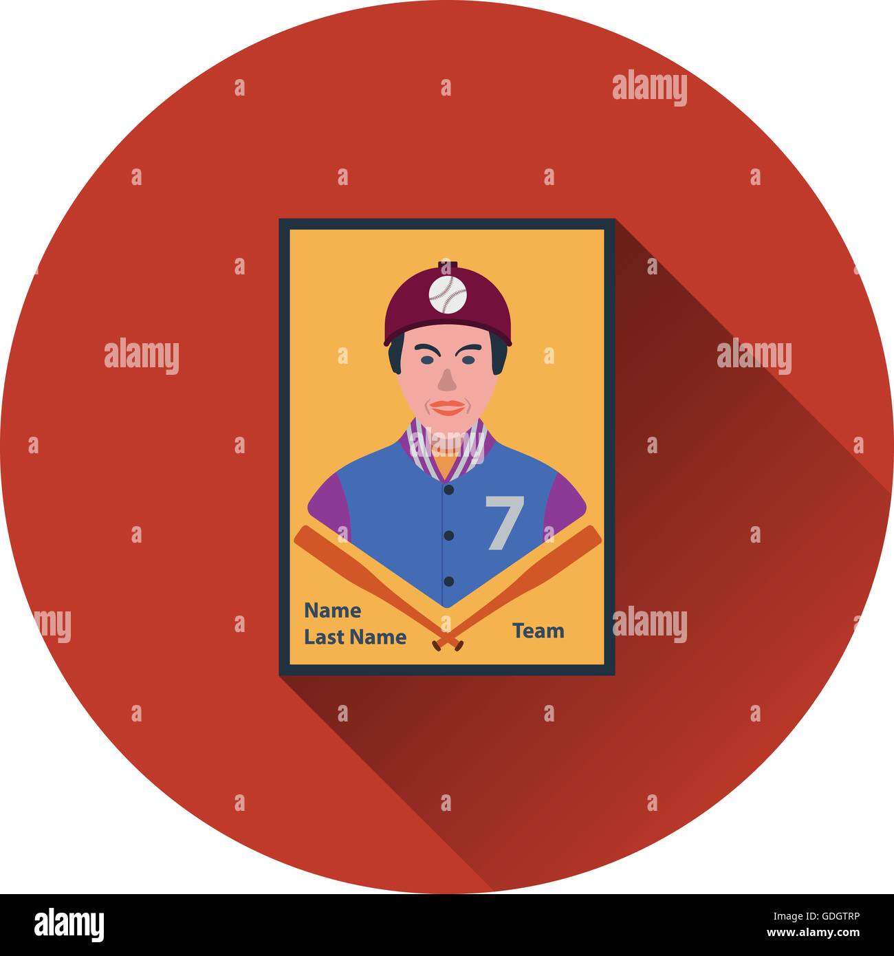 Baseball card icon. Flat color design. Vector illustration Stock Vector ...