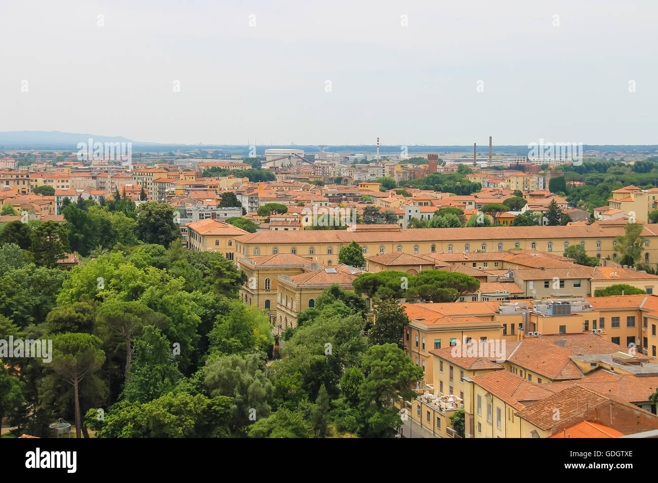 View of the old city from the Leaning Tower. Pisa, Tuscany region of ...