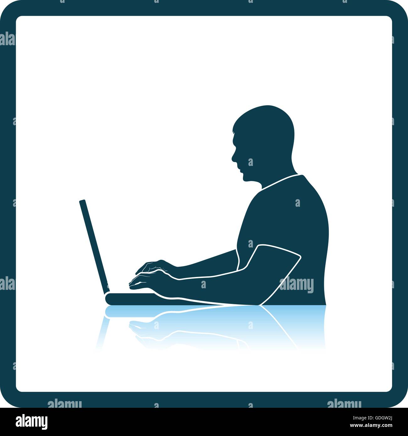 Writer at the work icon. Shadow reflection design. Vector illustration ...