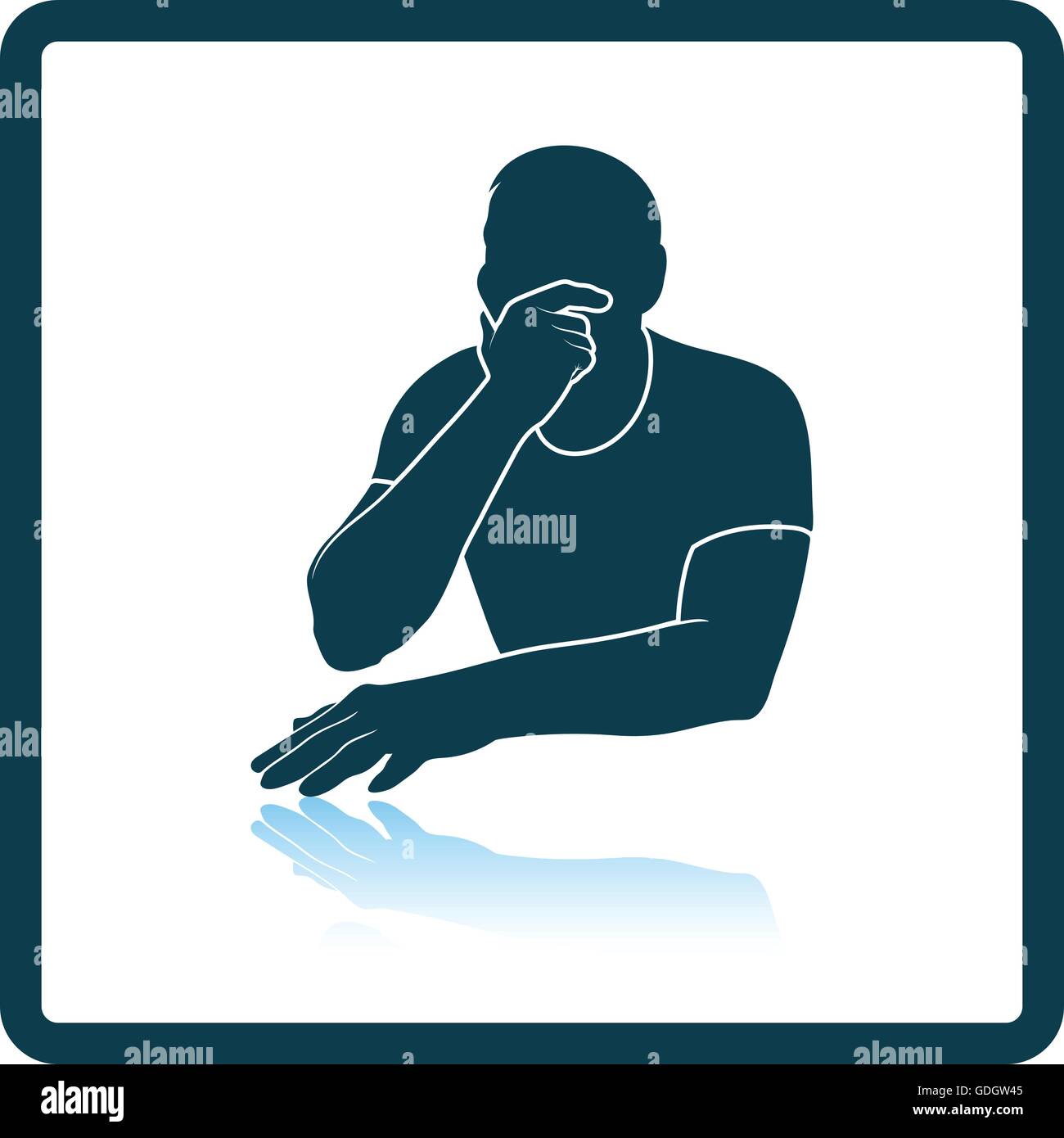 Thinking man icon. Shadow reflection design. Vector illustration Stock ...