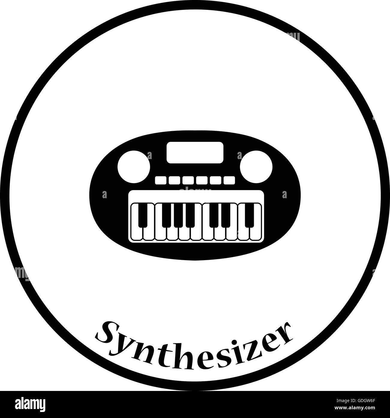 Synthesizer toy icon. Thin circle design. Vector illustration Stock ...
