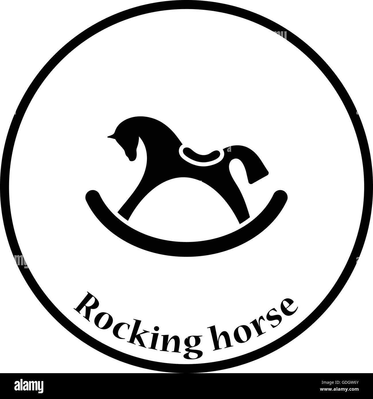 Rocking horse icon. Thin circle design. Vector illustration Stock ...