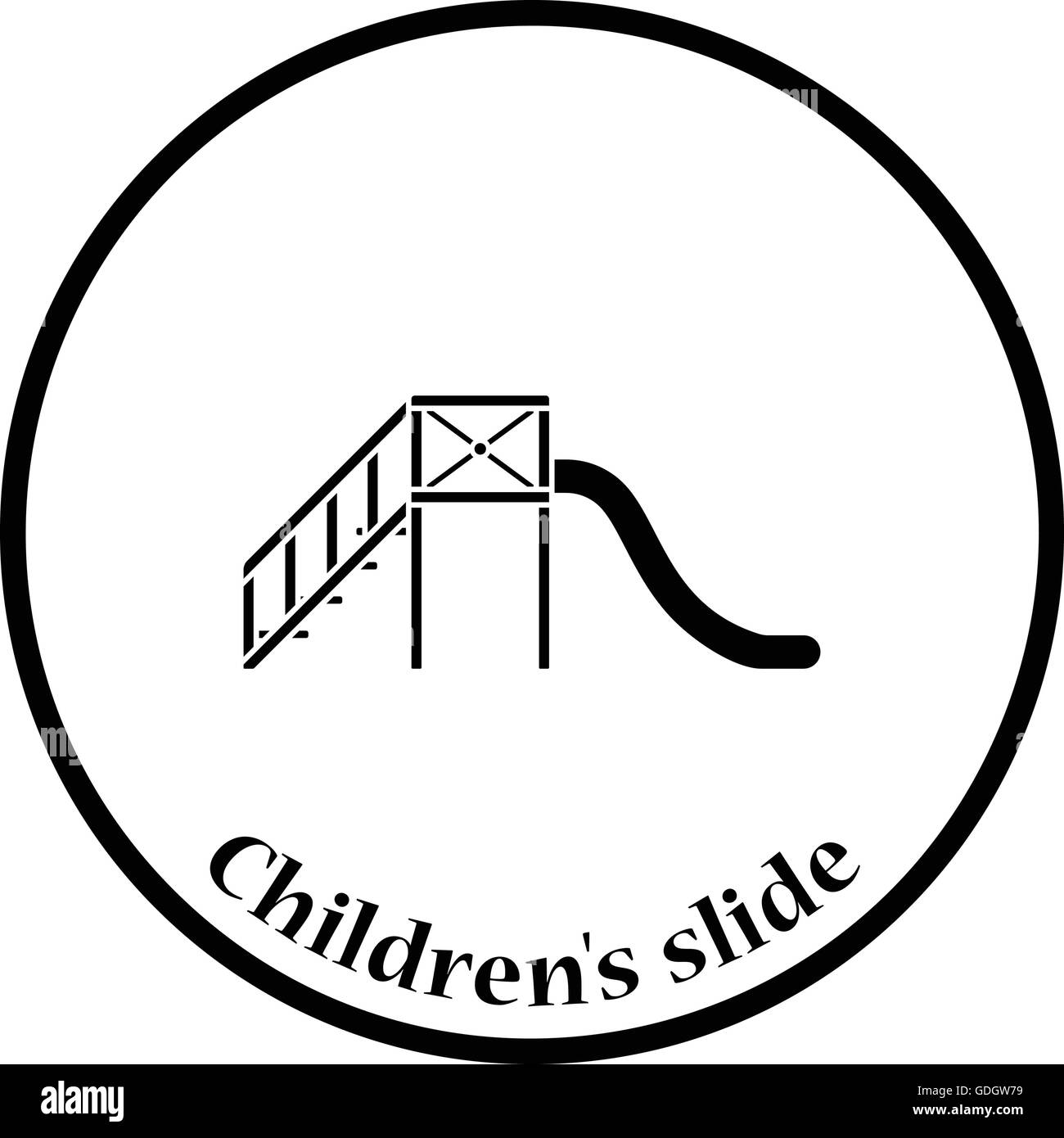 Children's slide icon. Thin circle design. Vector illustration Stock ...