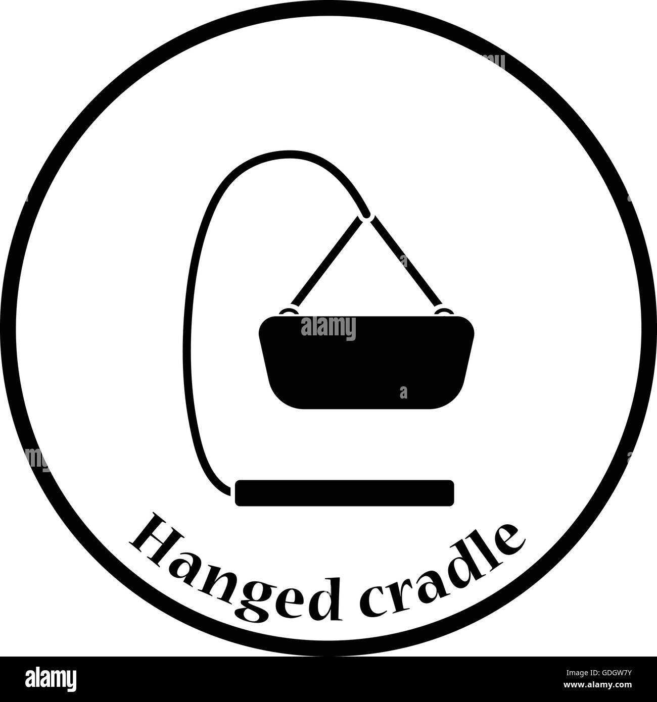 Baby hanged cradle icon. Thin circle design. Vector illustration Stock ...